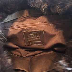 Coach | Bags | Coach Brown Rabbit Fur Suede Nylon Handbag | Poshmark